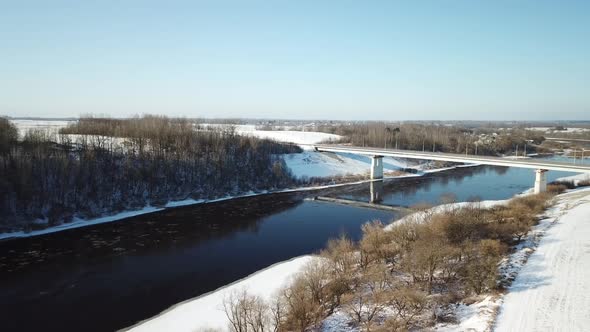 Spring, River, Bridge And Ice Drift by NWest1957 | VideoHive