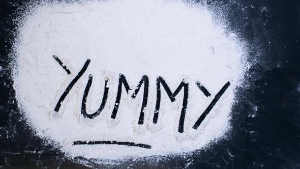 Flour Writing Yummy, Stock Footage | VideoHive