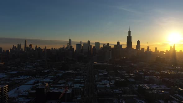 City of Chicago at Winter Sunrise, Stock Footage | VideoHive