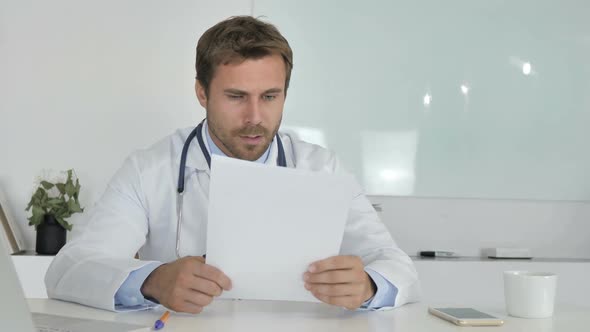 Doctor Sharing Medical Report with Patient Giving Documents, Stock Footage