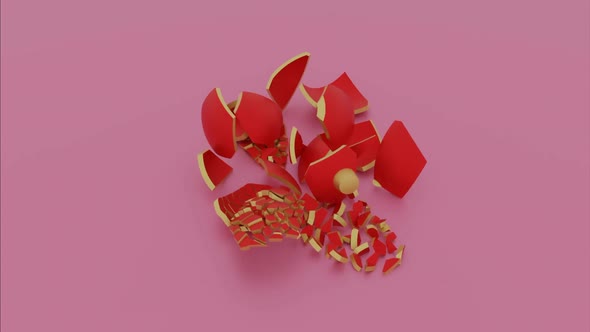 Glass Colored Ball Breaks Into Many Small Fragments Motion Graphics