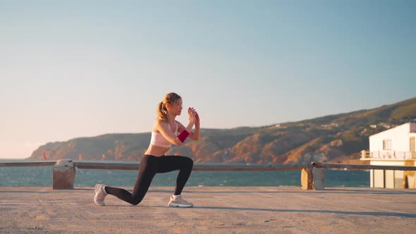 Slow Motion Shot Young Female Athlete Practicing Lower Body Exercise ...