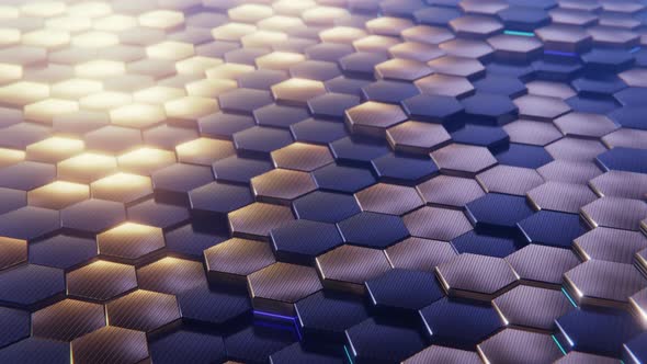 Black and Golden Hexagonal Array Background Loop, Motion Graphics | VideoHive