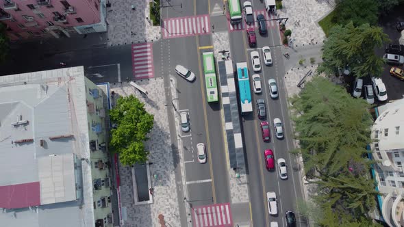 Bus Stop Aerial Shoot - Traffic in the city, Stock Footage | VideoHive