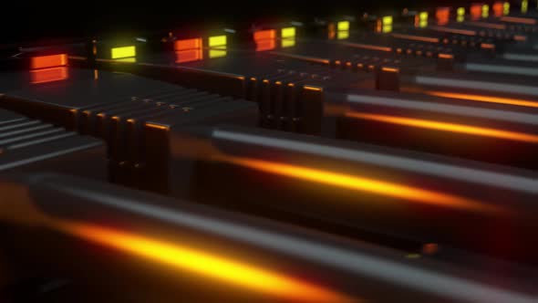 Close Up View to Network Cables Connected to the Communication Switch ...