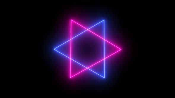 Blue Pink Neon Light Triangle Spinning Animated On Black Background ...