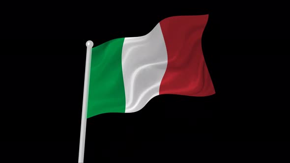 Italy Flag Flying Animated Black Background, Motion Graphics | VideoHive
