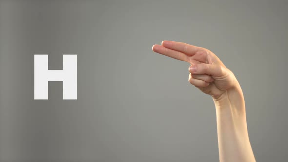 Letter H in Sign Language, Hand on Background, Communication for Deaf ...