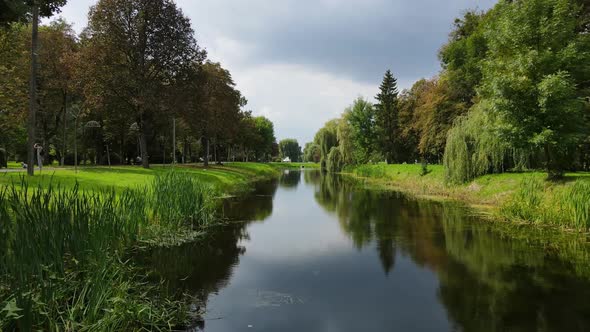 Aerial Shot The City Luck. Central Park. Ukraine, Stock Footage | VideoHive