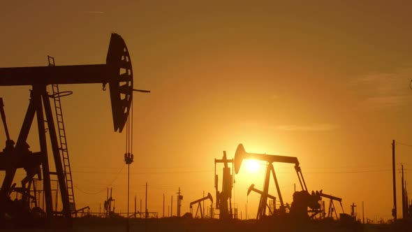 Large Oil Field At Sunrise, Stock Footage | VideoHive