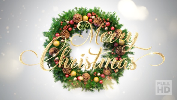 Merry Christmas Text Animation (Mistletoe Wreath), Motion Graphics