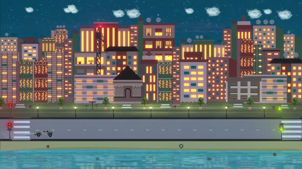 Cartoon loop animation of modern smart city, Motion Graphics | VideoHive