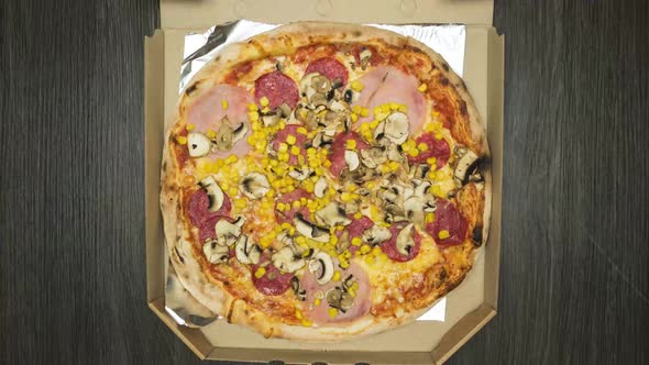 Pizza Box Moves, Opens and Pizza Cuts into Pieces. Stop Motion ...