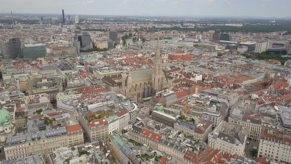 Vienna City Skyline Aerial Shot. Aerial View of Vienna. Cathedrals and ...