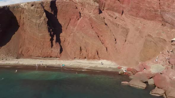 4k Drone aerial view of Red Beach Santorini, Stock Footage | VideoHive