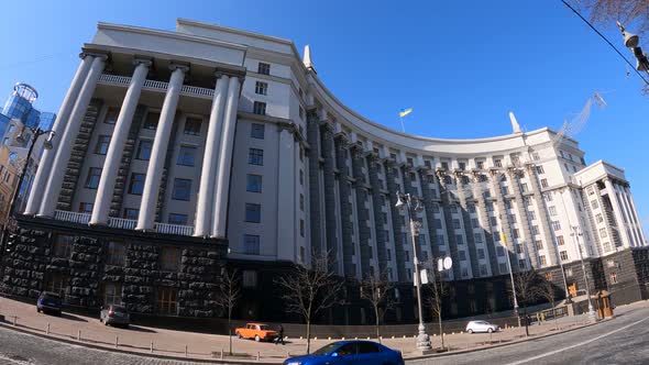 Government Building of Ukraine in Kyiv Cabinet of Ministers Slow Motion ...