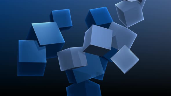 Smooth animation backdrop loop of a blue color rotating cube group ...