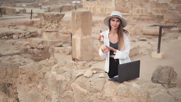 Archaeological Digging Site Discivery Beautiful Female Archaeologist ...