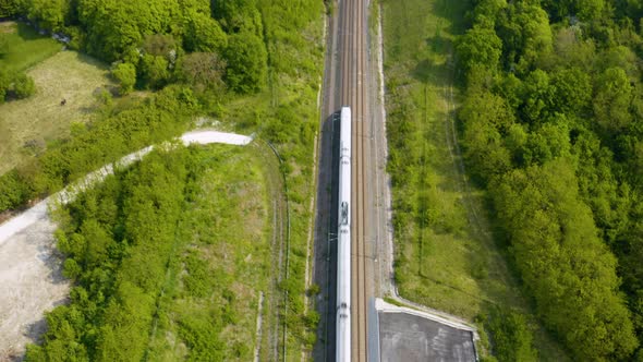 Tunnel entrance of high speed train track - aerial , Stock Footage