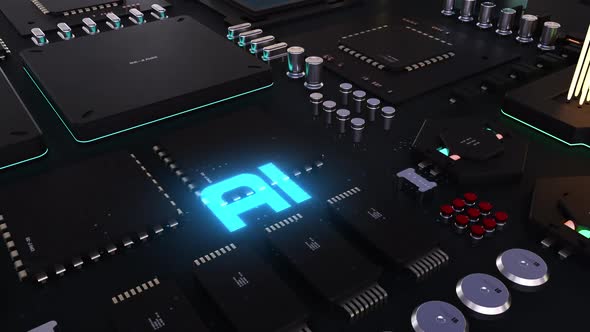 AI header. next-generation chip and processor animation., Motion Graphics