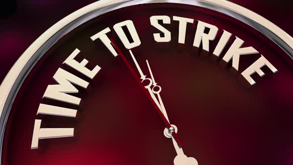 Time To Strike Take Action Unite Show Force Clock Words 3d Animation ...