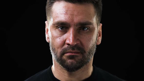 Nervous Man Trembling From Anger Isolated on Black Background, Madness ...