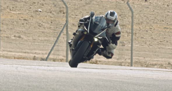 Slow motion of sport motorcycles making turns during a race, Stock Footage
