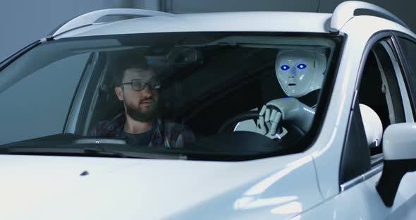 Engineer Testing Car Driving Robot, Stock Footage | VideoHive