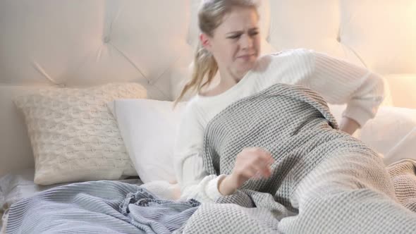 Uncomfortable Sleeping Woman with Back Pain in Bed, Stock Footage ...