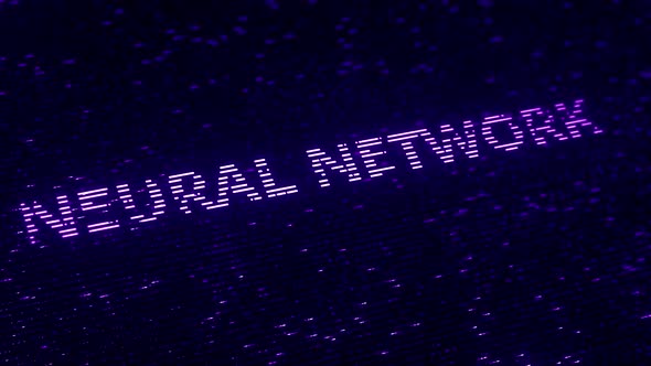 Purple NEURAL NETWORK Text Made with Flying Particles, Motion Graphics