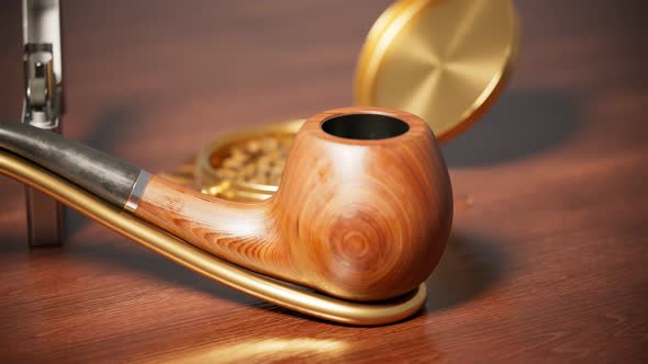 Old fashioned tobacco pipe kit. Elegant traditional style pipe with ...