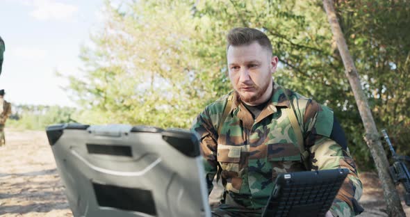 Serious Experienced Army Commander is in Field Having Video ...