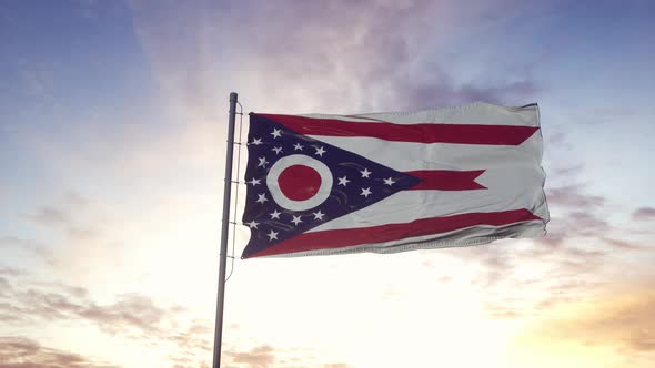 State Flag of Ohio Waving in the Wind, Motion Graphics | VideoHive