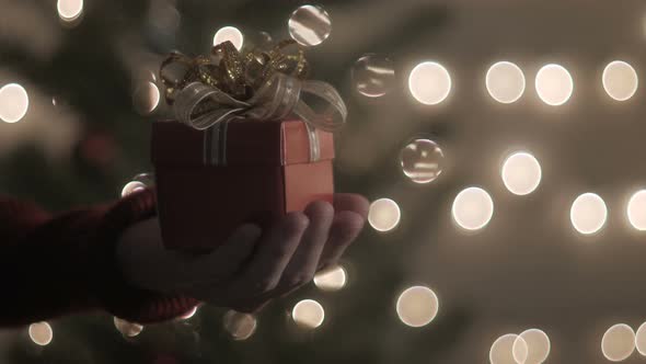 Gift Box With Bokeh Lights, Stock Footage | VideoHive