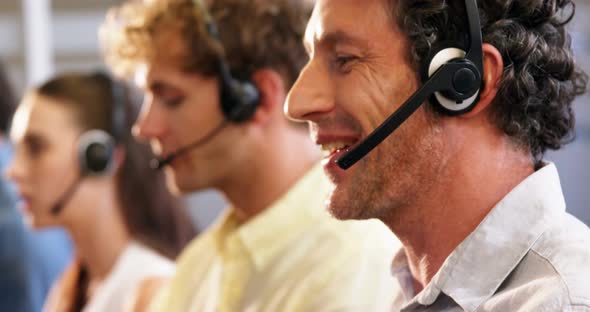 Operators talking on the headphone, Stock Footage | VideoHive