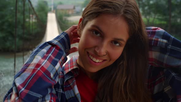 Traveler Face Smiling Looking Camera Outside, Stock Footage | VideoHive