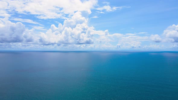 Aerial view sea horizon as far as the eye can see One part sky, one ...