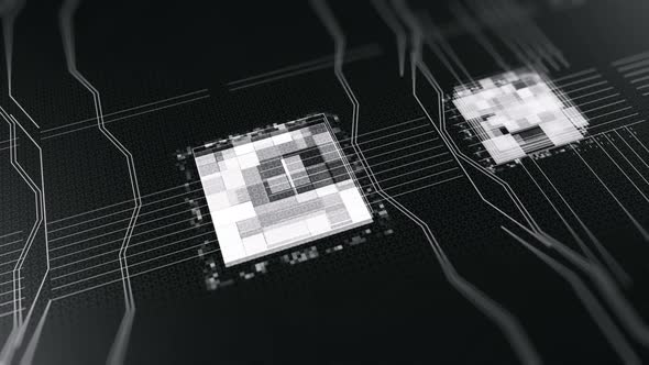 Monochrome animation of processors CPU by BlackWhaleMedia | VideoHive