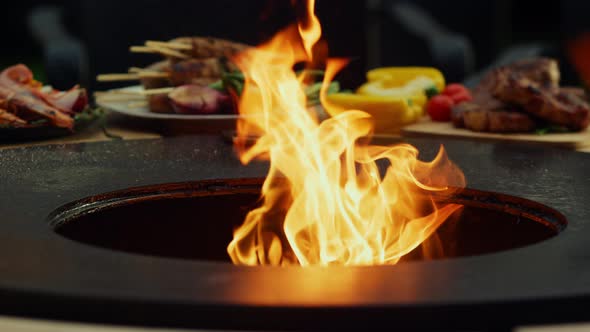 Grill Getting Hot for Cooking Food Outside, Stock Footage | VideoHive