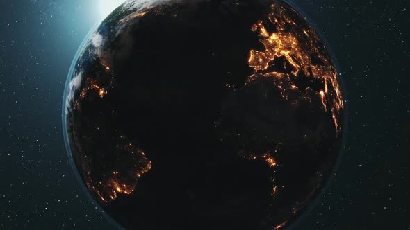 3d Animation Rotating Realist Planet Earth Orbits About Sun, Motion ...