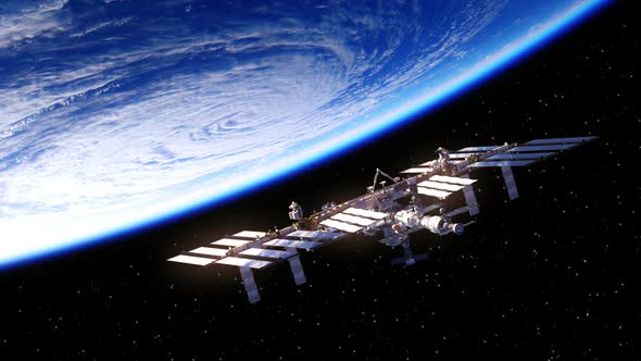 International Space Station Rotates Solar Panels In Outer Space, Motion ...