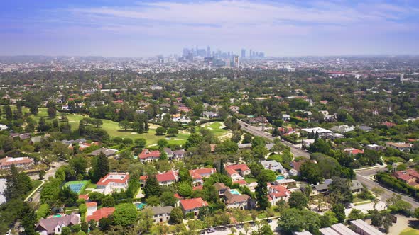 Los Angeles Aerial Observation. Low-rise Suburbs and Downtown ...