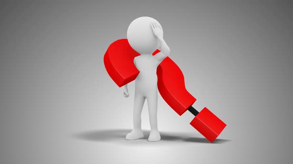 3D Man With A Question Mark Loop with Alpha, Motion Graphics | VideoHive