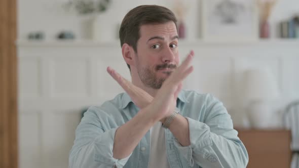 Portrait of Young Man Showing No Sign Arms Crossed, Stock Footage ...