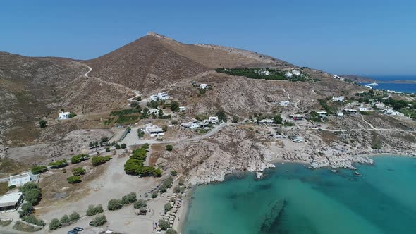 Piperi beach in Naoussa on Paros island in the Cyclades in Greece ...