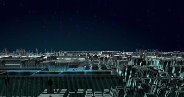 Cyber City Landscape. Digital building architecture. Futuristic style ...