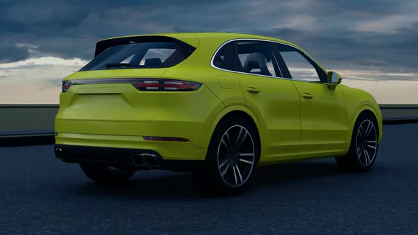 Yellow Luxury SUV Rear view, Motion Graphics | VideoHive