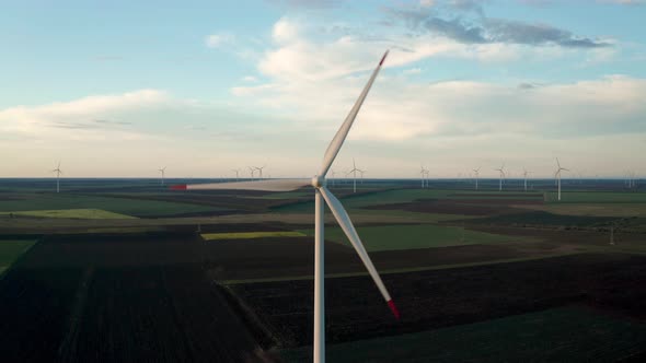Aerial fly around wind turbines, Stock Footage | VideoHive