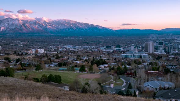 Salt Lake CIty, Utah - cityscape time lapse at sunset, Stock Footage