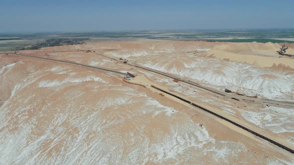 Mining of Potash Salt and Ore Salt Piles Aerial View of Industrial ...